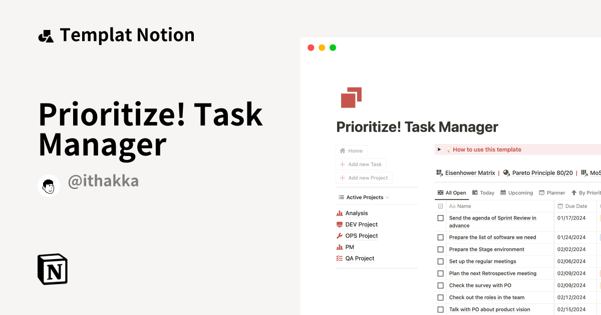 Templat Prioritize! Task Manager | Notion Marketplace