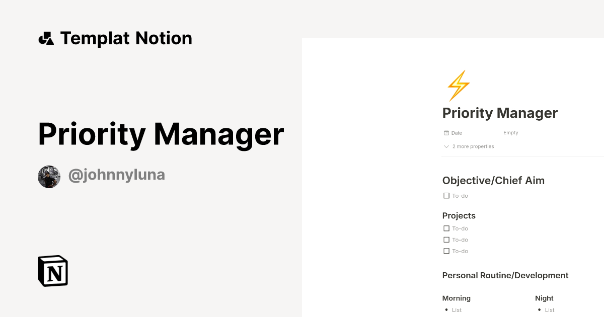Templat Priority Manager | Notion Marketplace