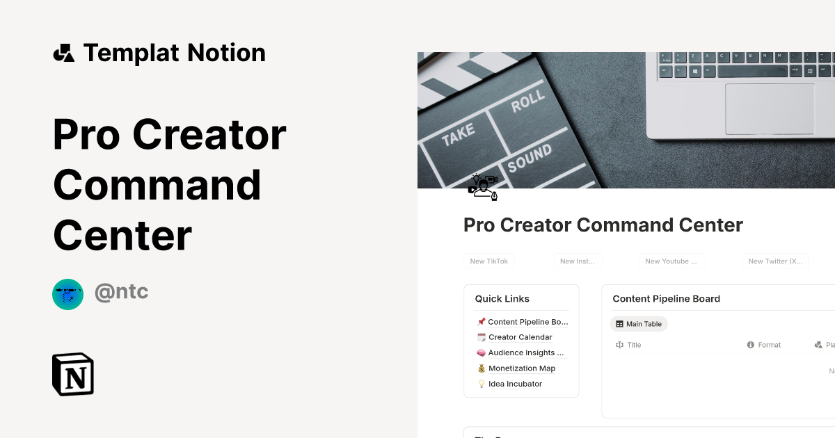 Pro Creator Command Center Templat oleh N0tion Templates .Co | Notion ...