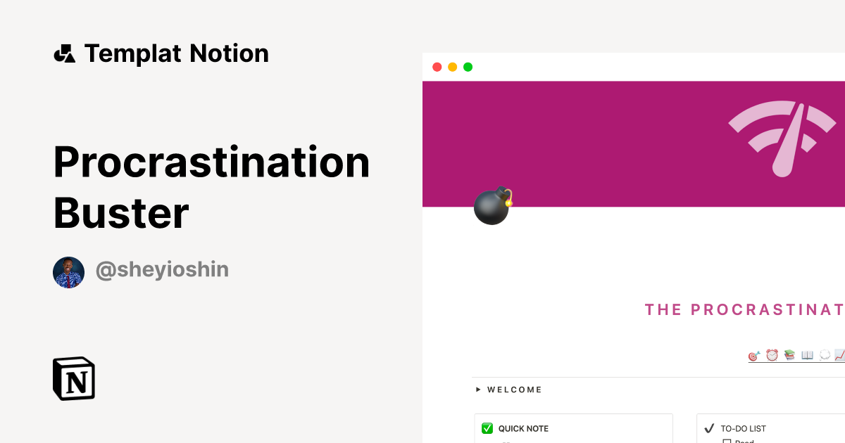 Templat Procrastination Buster | Notion Marketplace