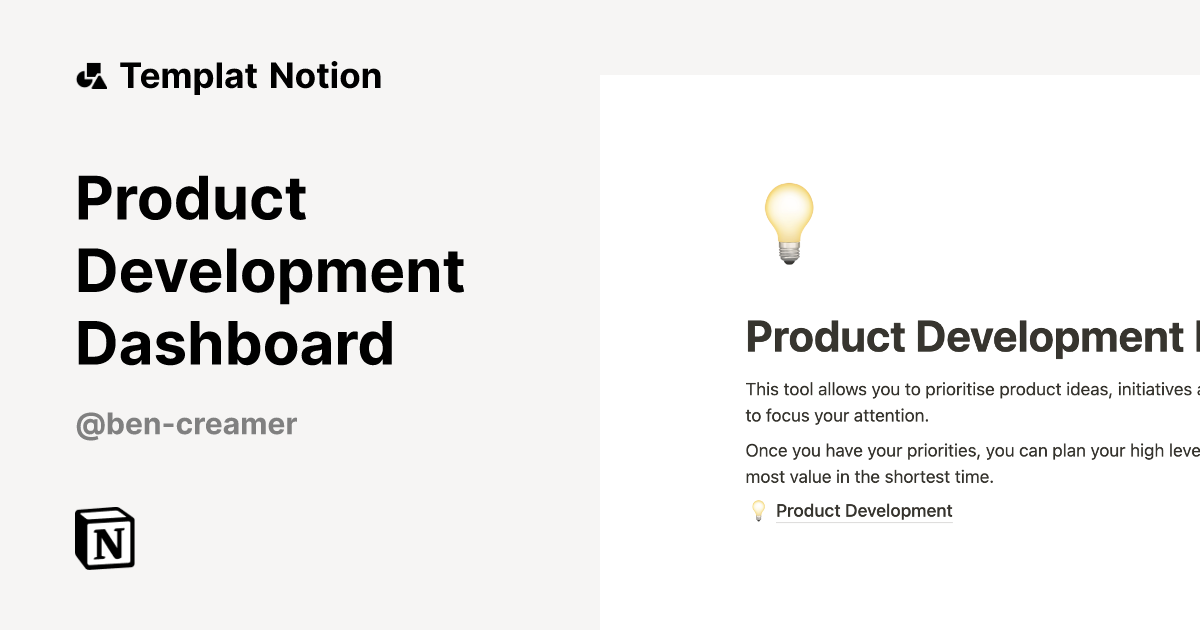 Templat Product Development Dashboard | Notion Marketplace