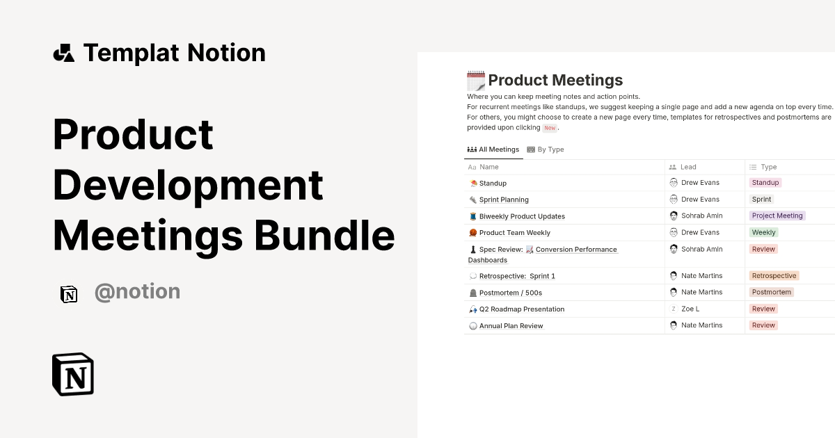 Templat Product Development Meetings Bundle 2026 | Notion Marketplace