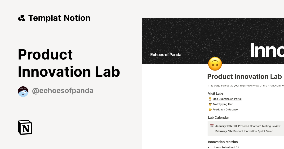 Templat Product Innovation Lab | Notion Marketplace