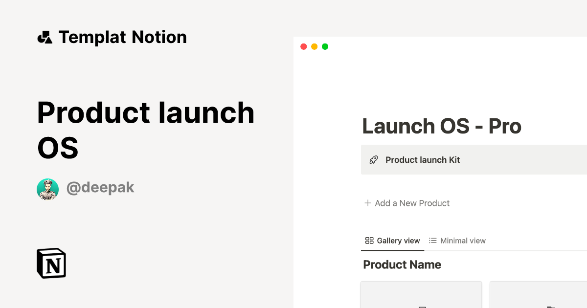 Product launch OS Templat oleh Deepak | Notion Marketplace