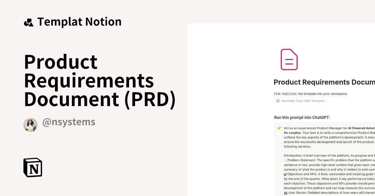 Templat Product Requirements Document (PRD) | Notion Marketplace