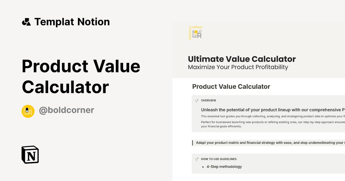 Templat Product Value Calculator | Notion Marketplace