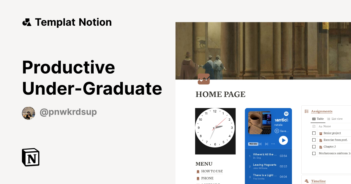 Productive Under-Graduate Templat oleh pnw | Notion Marketplace