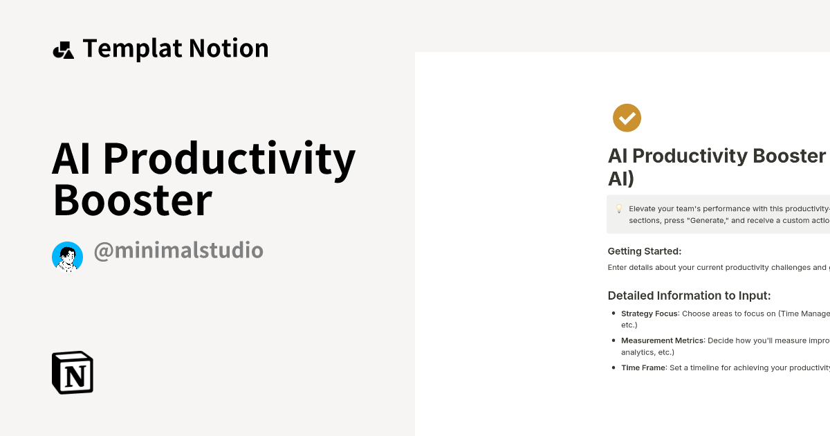 Templat AI Productivity Booster | Notion Marketplace