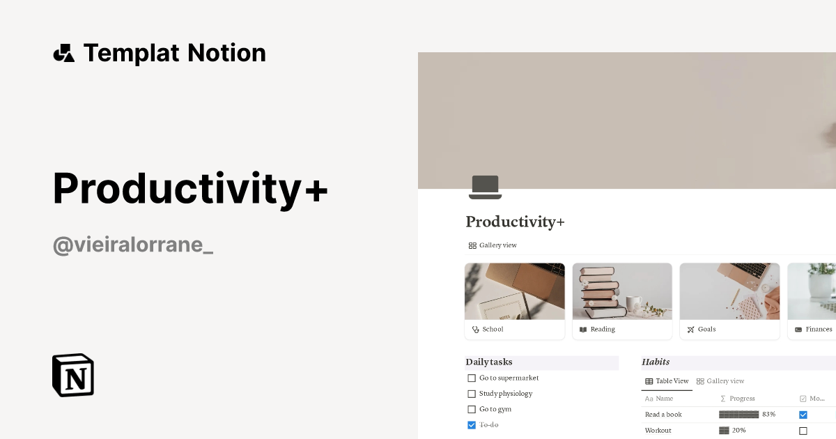 Templat Productivity+ | Notion Marketplace