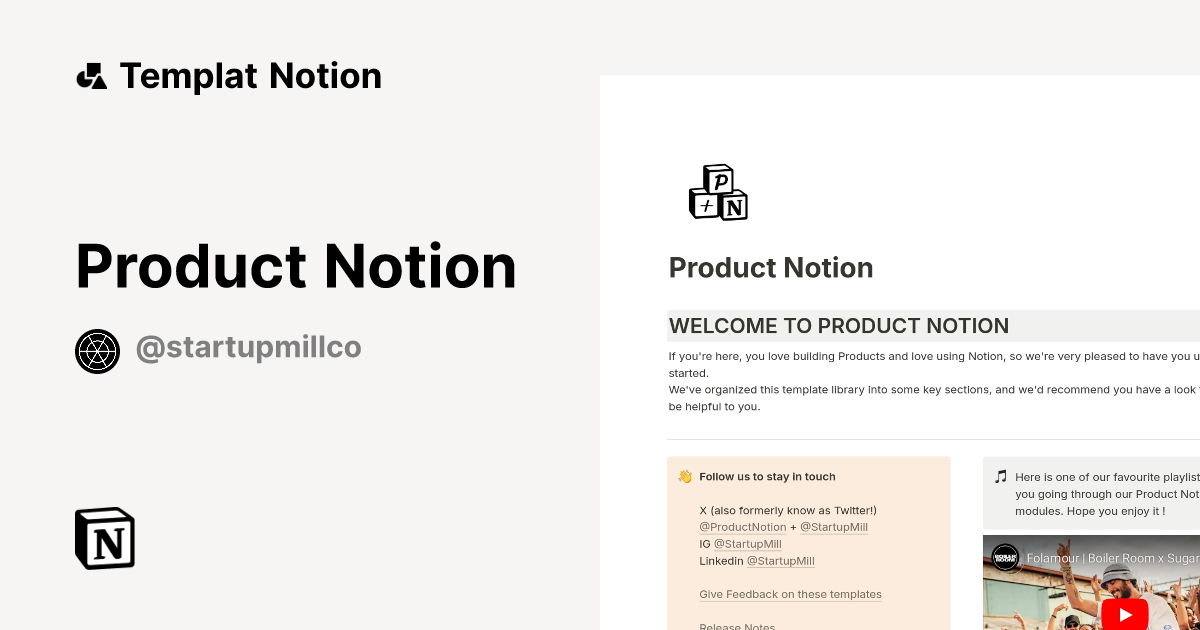 Product Notion Templat oleh StartupMill | Notion Marketplace