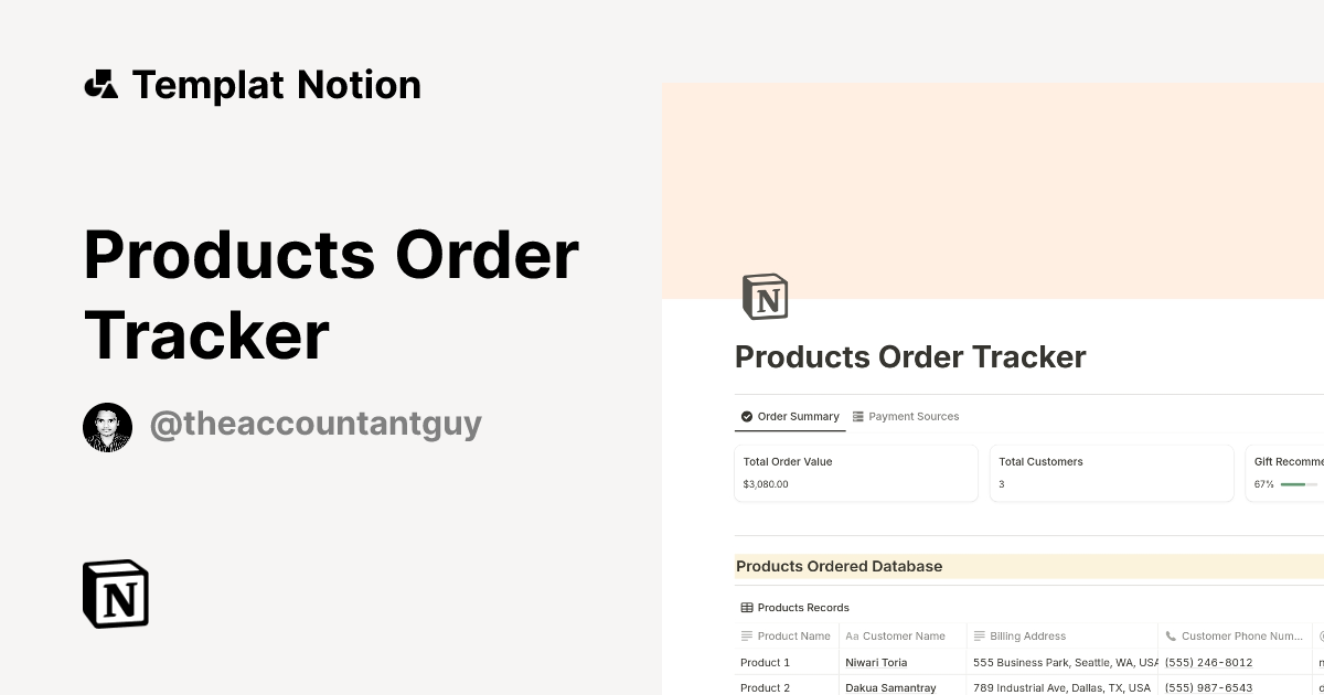 Products Order Tracker Templat oleh theaccountantguy | FinanceGuy ...