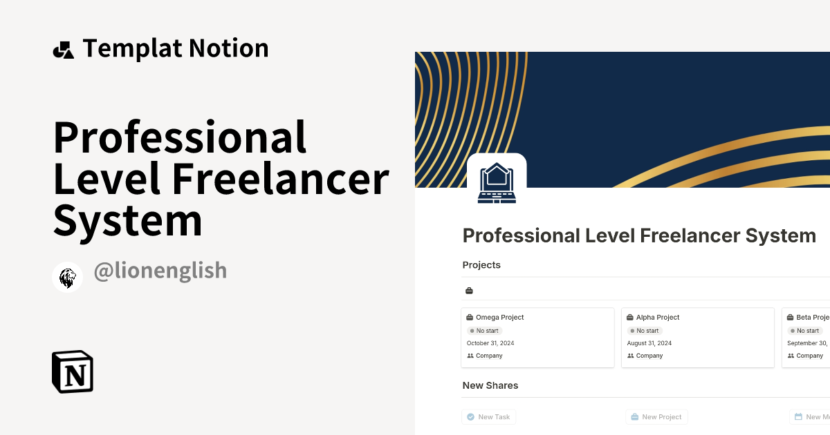 Professional Level Freelancer System Templat oleh Lion | Notion Marketplace