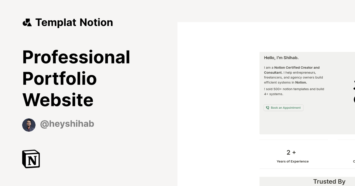Templat Professional Portfolio Website | Notion Marketplace