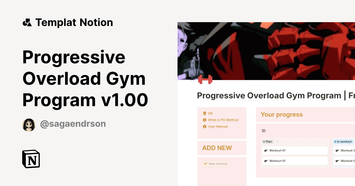 Templat Progressive Overload Gym Program v1.00 | Notion Marketplace
