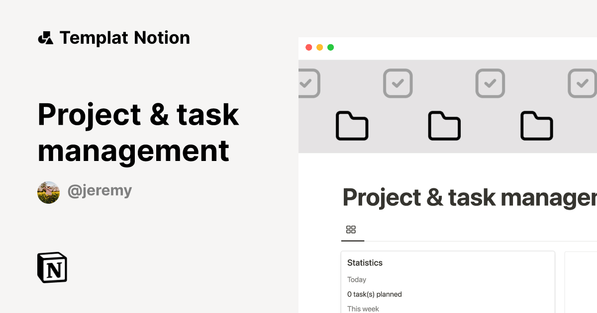 Project & task management Templat oleh Jérémy Stenuit | Notion Marketplace