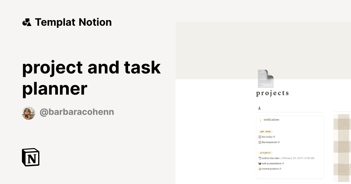 Templat project and task planner | Notion Marketplace