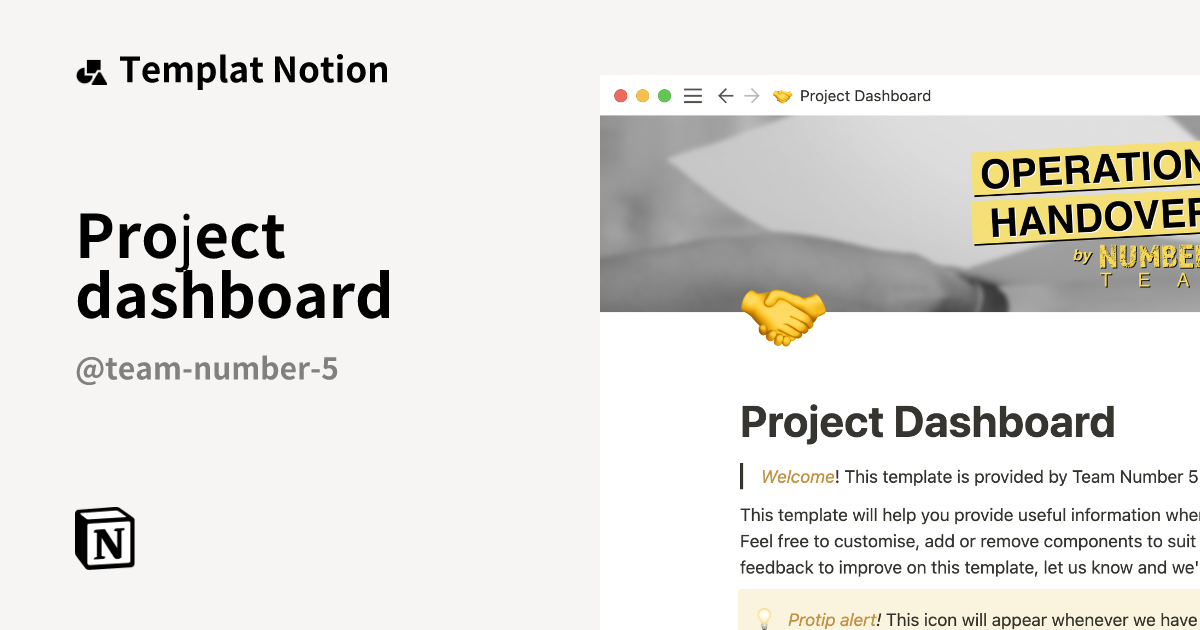 Project dashboard Templat oleh Team Number 5 | Notion Marketplace