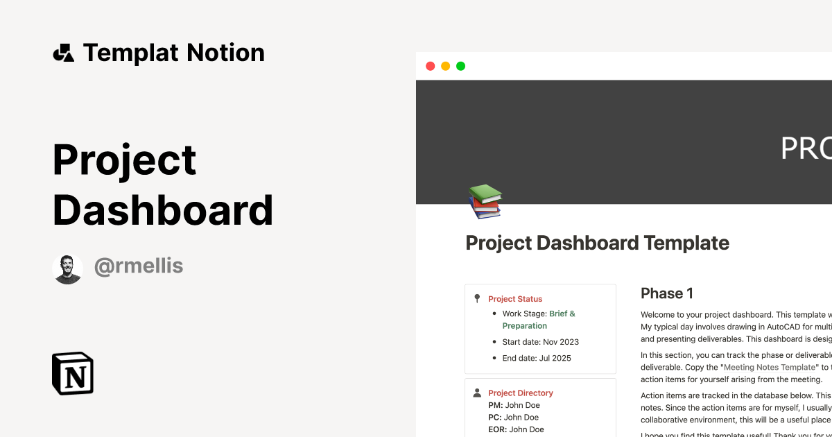 Project Dashboard Templat oleh Ryan Ellis | Notion Marketplace