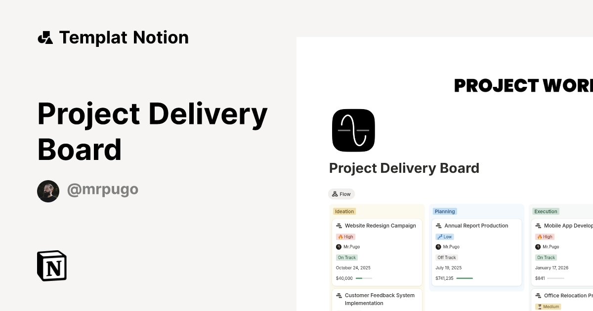 Project Delivery Board Templat oleh mrpugo | Notion Marketplace