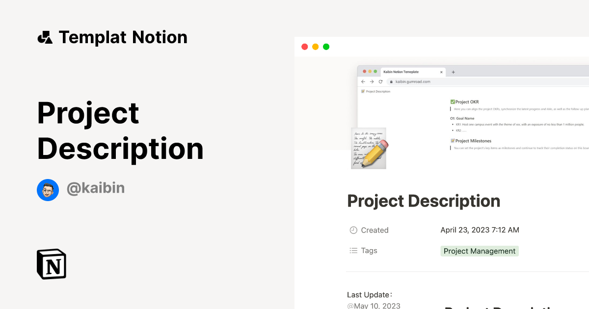 Project Description Templat oleh Kaibin | Notion Marketplace