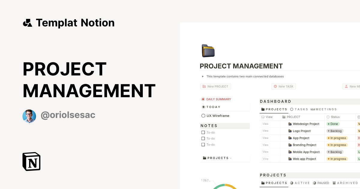 PROJECT MANAGEMENT Templat oleh Oriol Sesac | Notion Marketplace