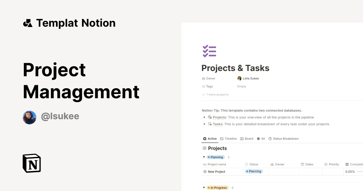 Project Management Templat oleh Leila | Notion Marketplace