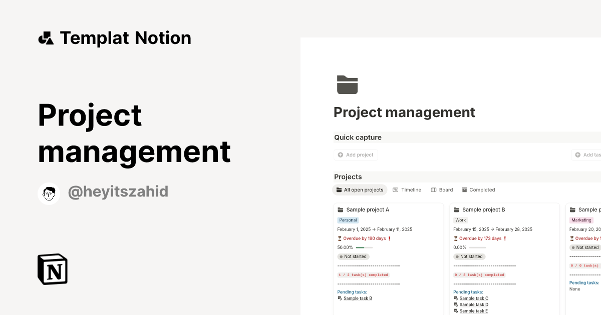 Project management Templat oleh heyitszahid | Notion Marketplace