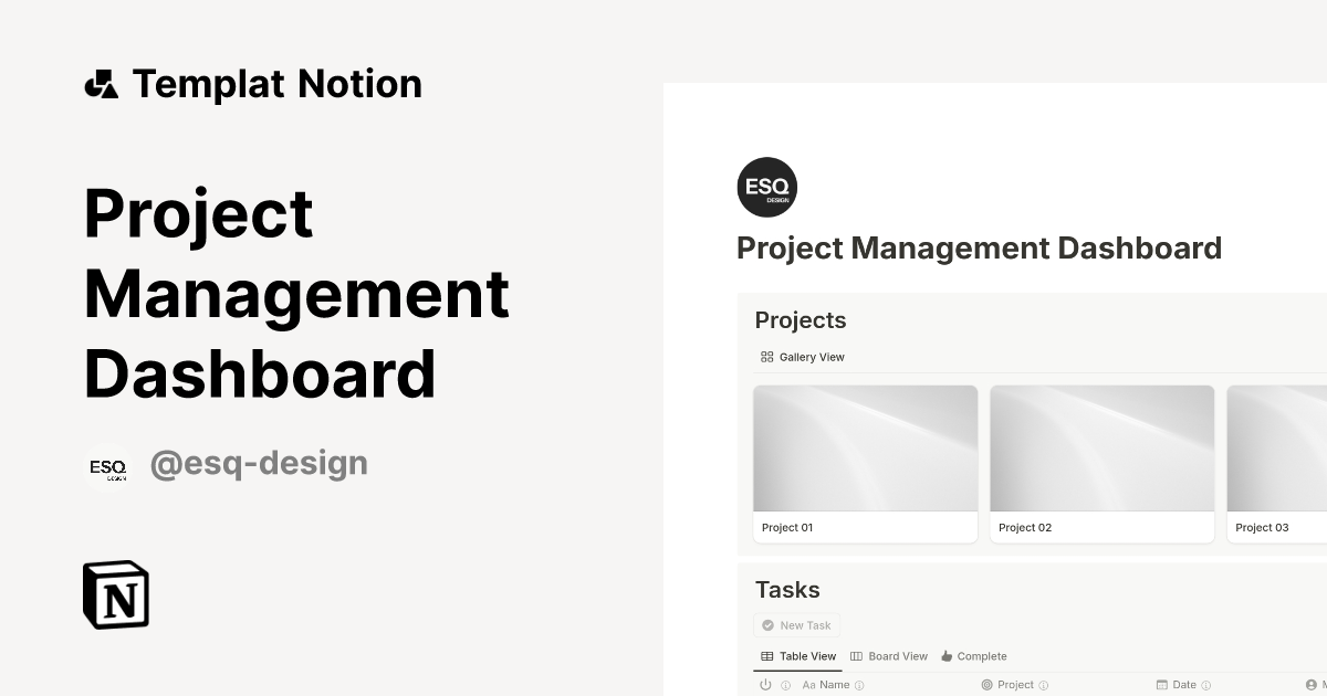 Templat Project Management Dashboard | Notion Marketplace