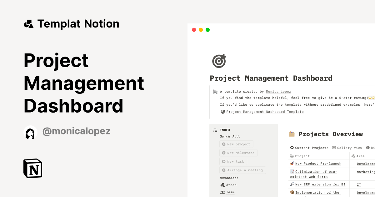 Templat Project Management Dashboard | Notion Marketplace