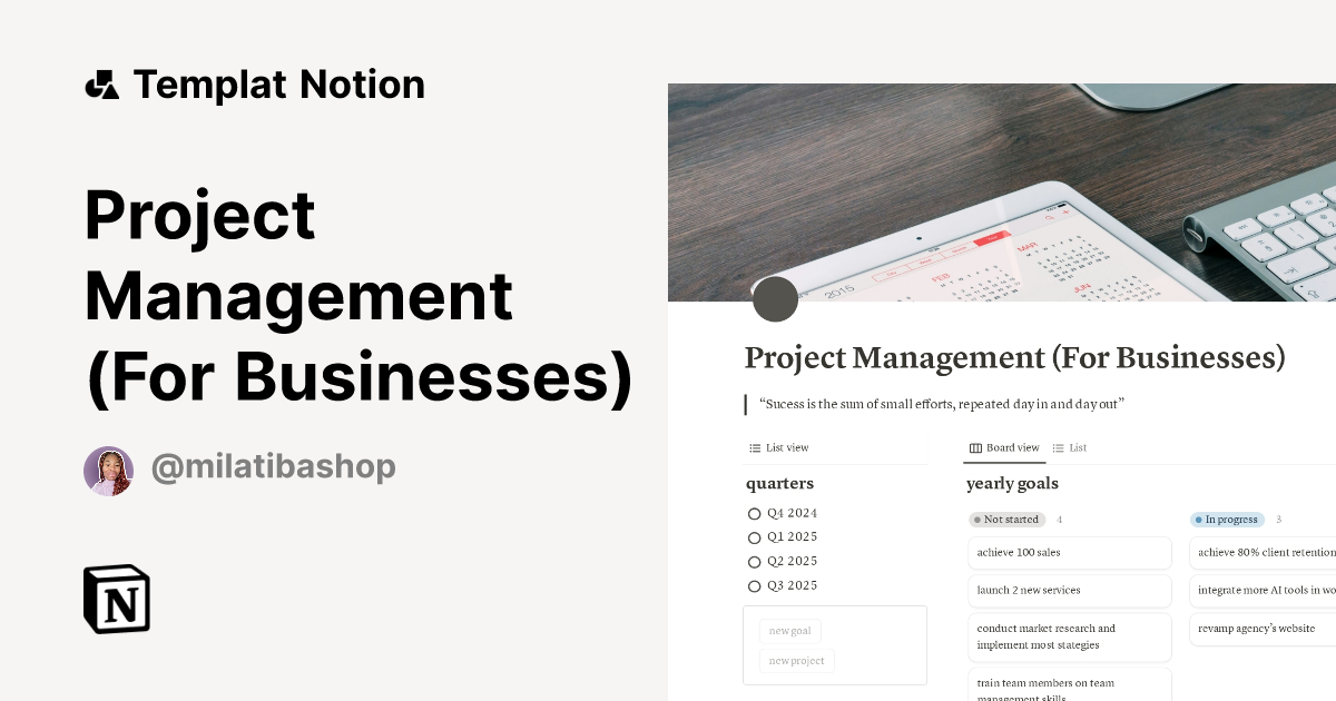 Templat Project Management (For Businesses) | Notion Marketplace