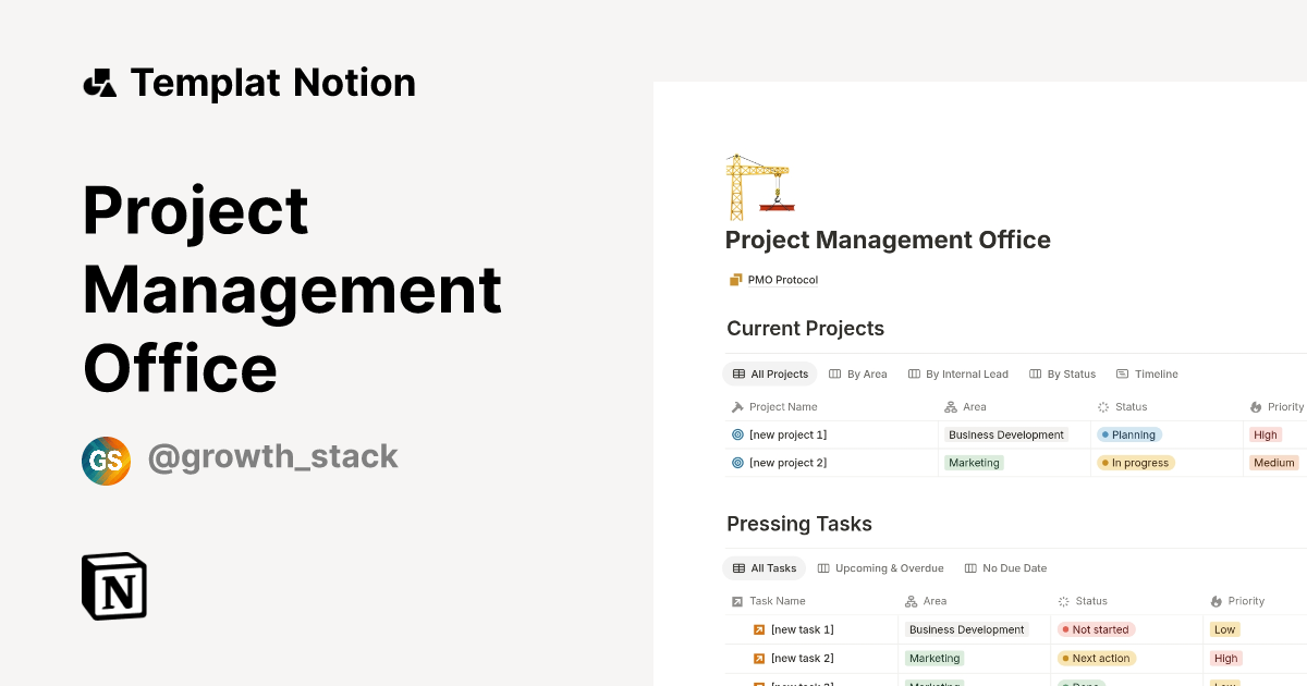 Project Management Office Templat oleh Growth Stack | Notion Marketplace