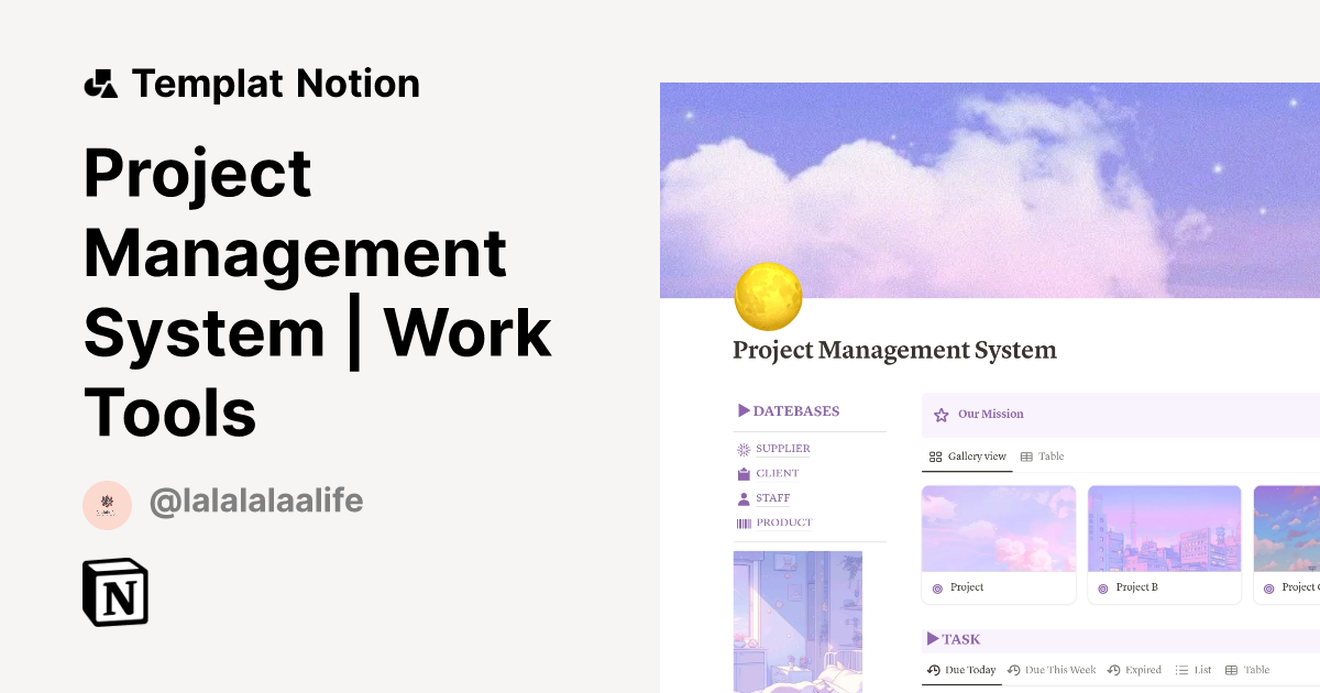 Templat Project Management System | Work Tools | Notion Marketplace