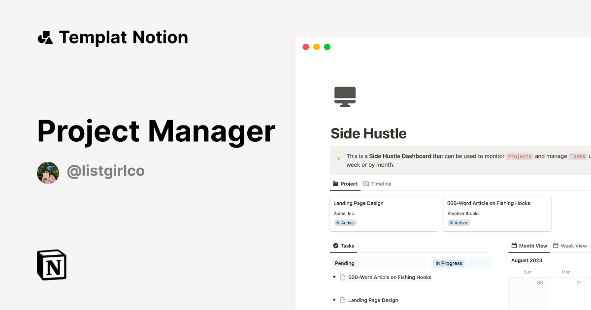 Templat Project Manager | Notion Marketplace
