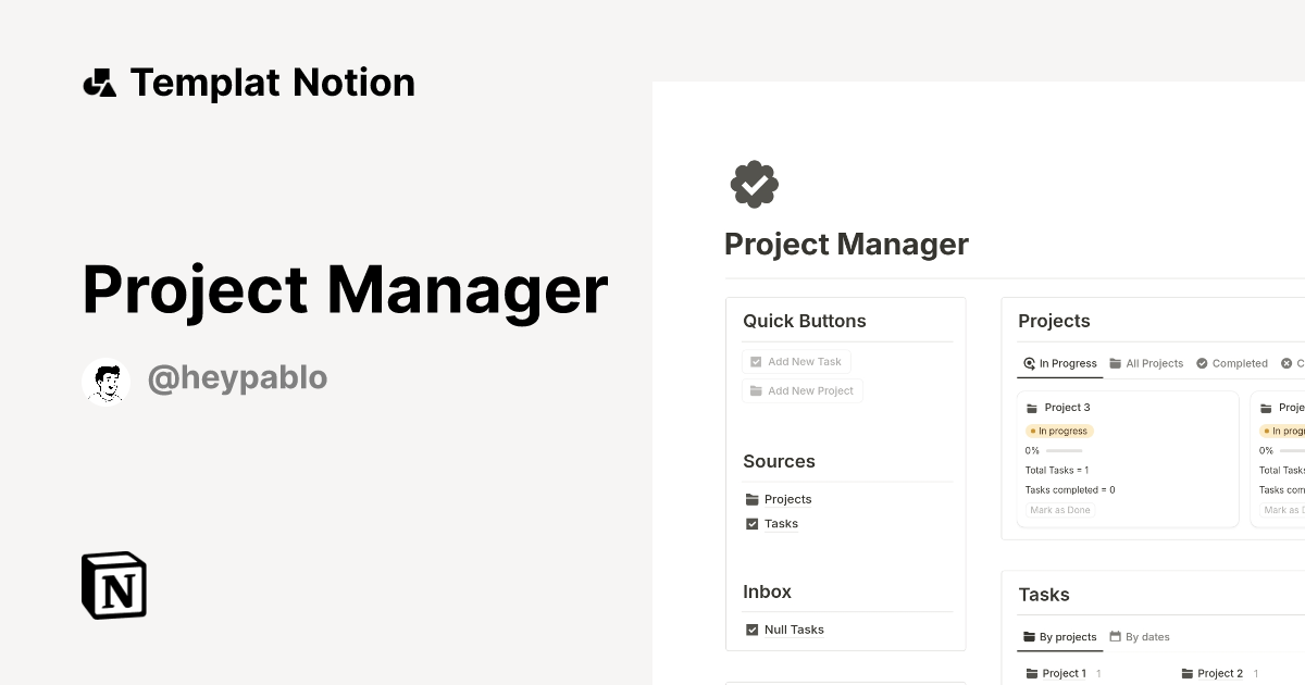 Templat Project Manager | Notion Marketplace