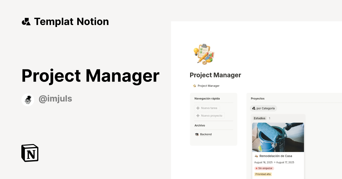 Templat Project Manager | Notion Marketplace