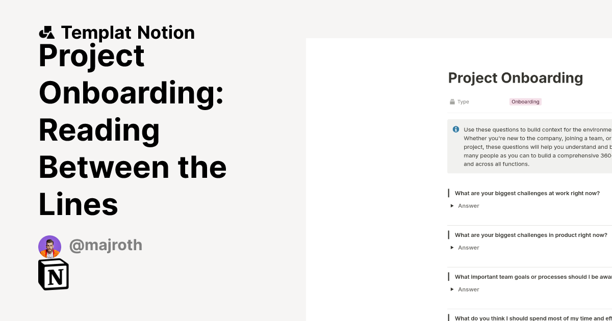 Templat Project Onboarding: Reading Between the Lines | Notion Marketplace