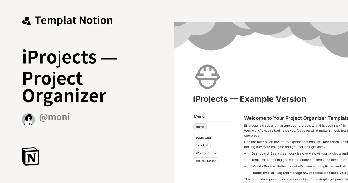iProjects — Project Organizer Templat oleh Moni | Notion Marketplace