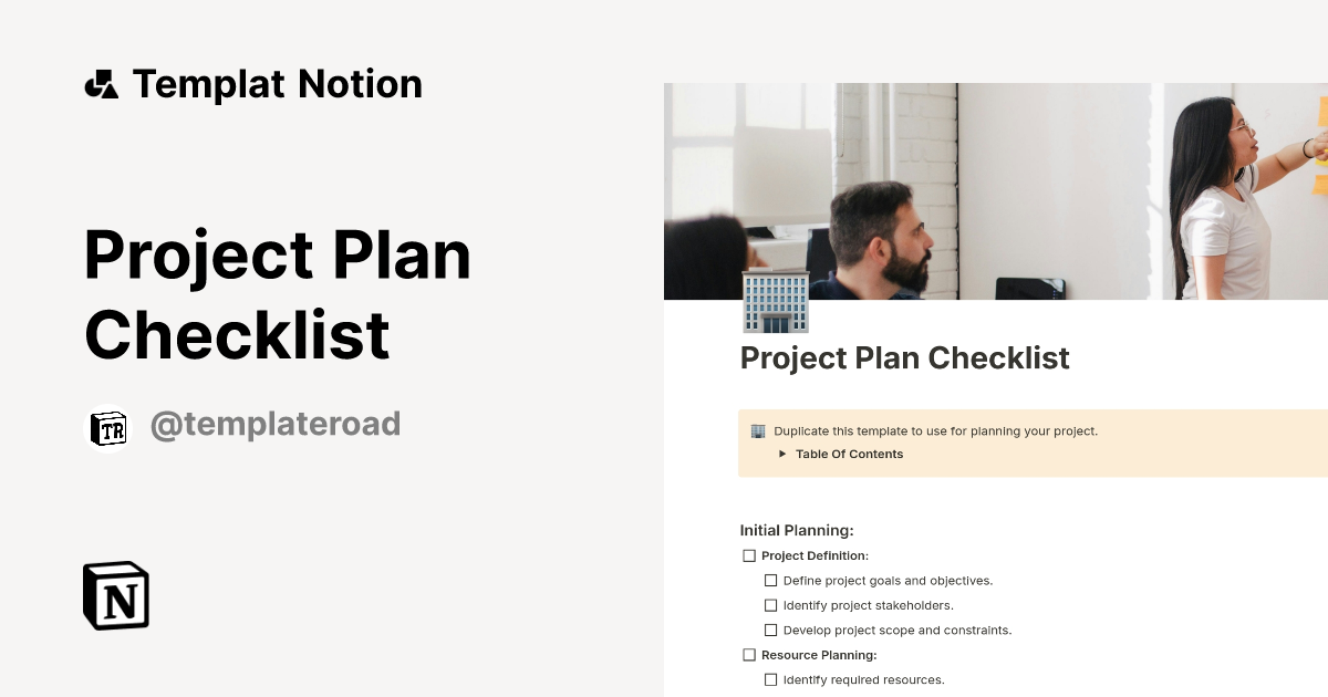 Templat Project Plan Checklist | Notion Marketplace