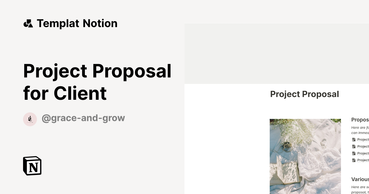 Project Proposal for Client Templat oleh Grace and Grow | Notion Marketplace