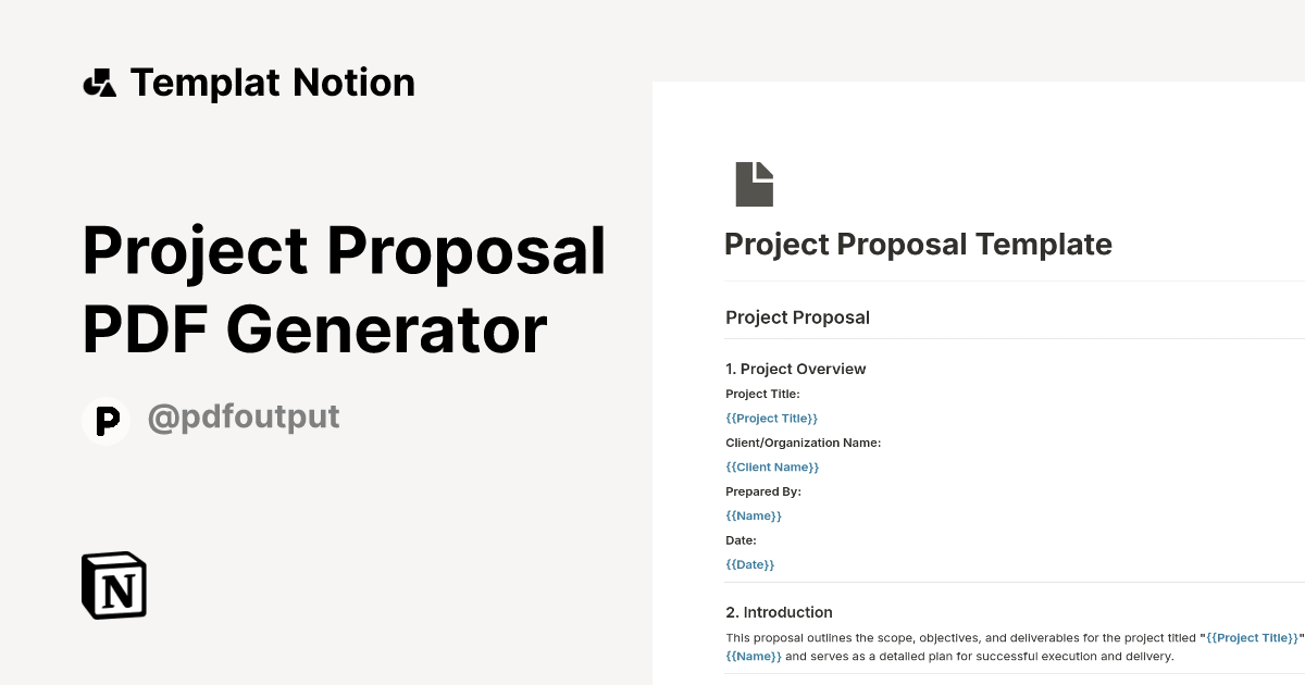 Templat Project Proposal PDF Generator | Notion Marketplace