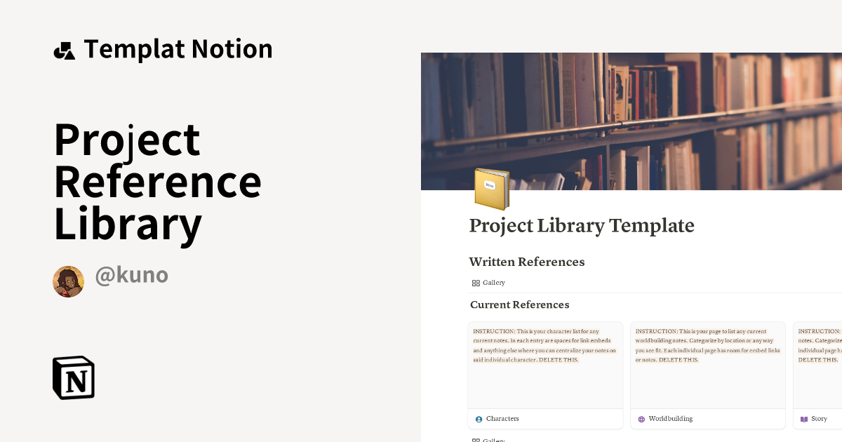 Project Reference Library Templat oleh Kuno | Notion Marketplace