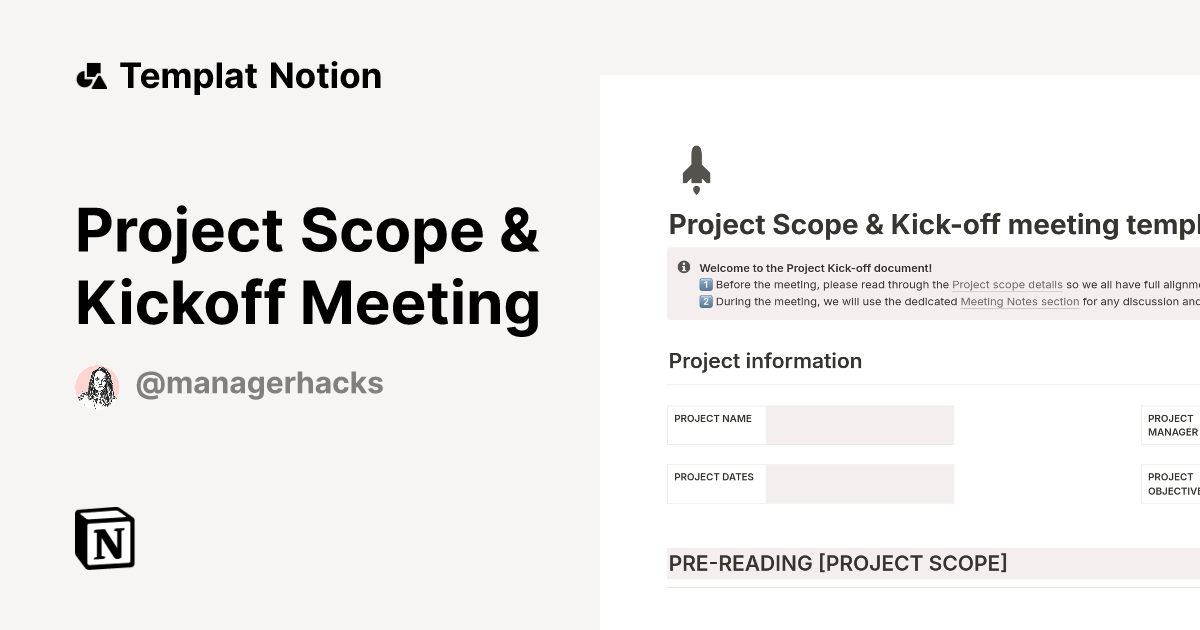 Project Scope & Kickoff Meeting Templat oleh Mona | ManagerHacks ...