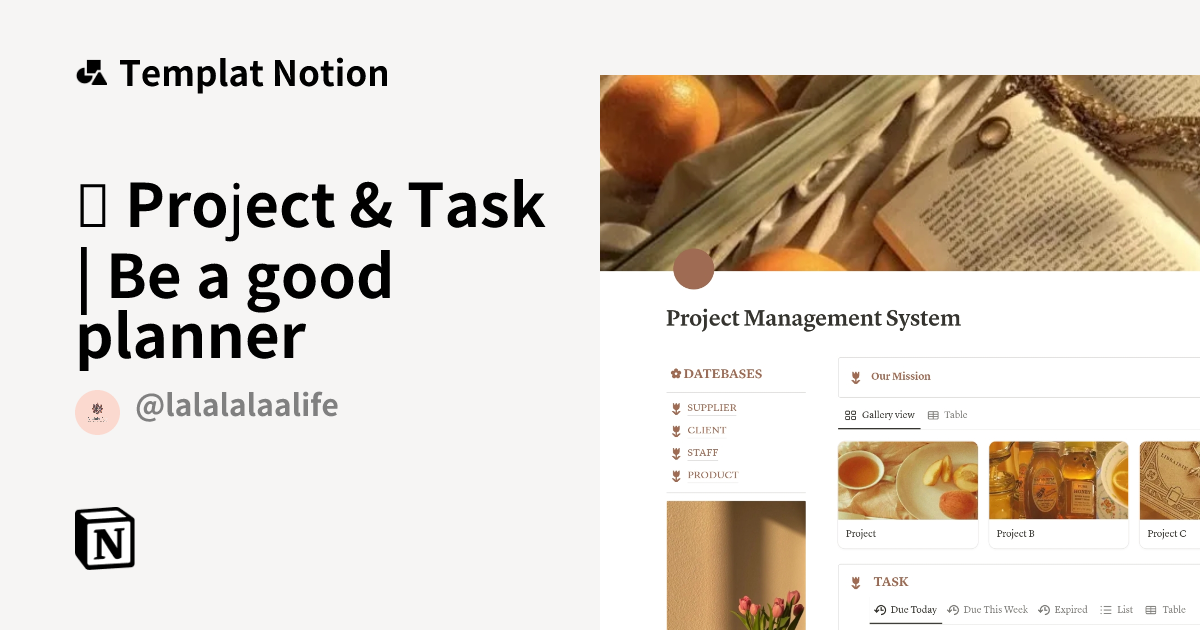Project & Task | Be a good planner Templat oleh LalalalaaLife | Notion ...