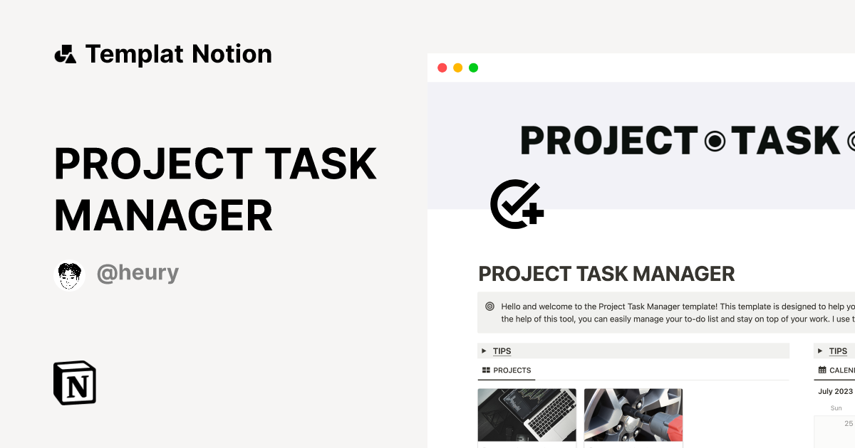 Templat PROJECT TASK MANAGER | Notion Marketplace
