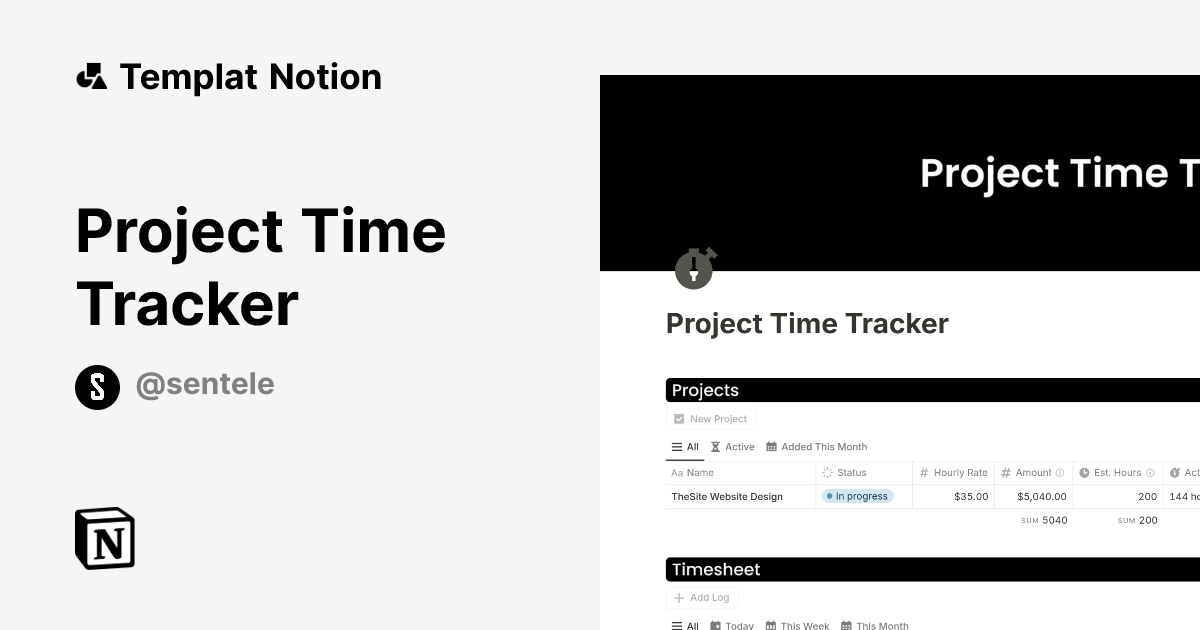 Templat Project Time Tracker | Notion Marketplace