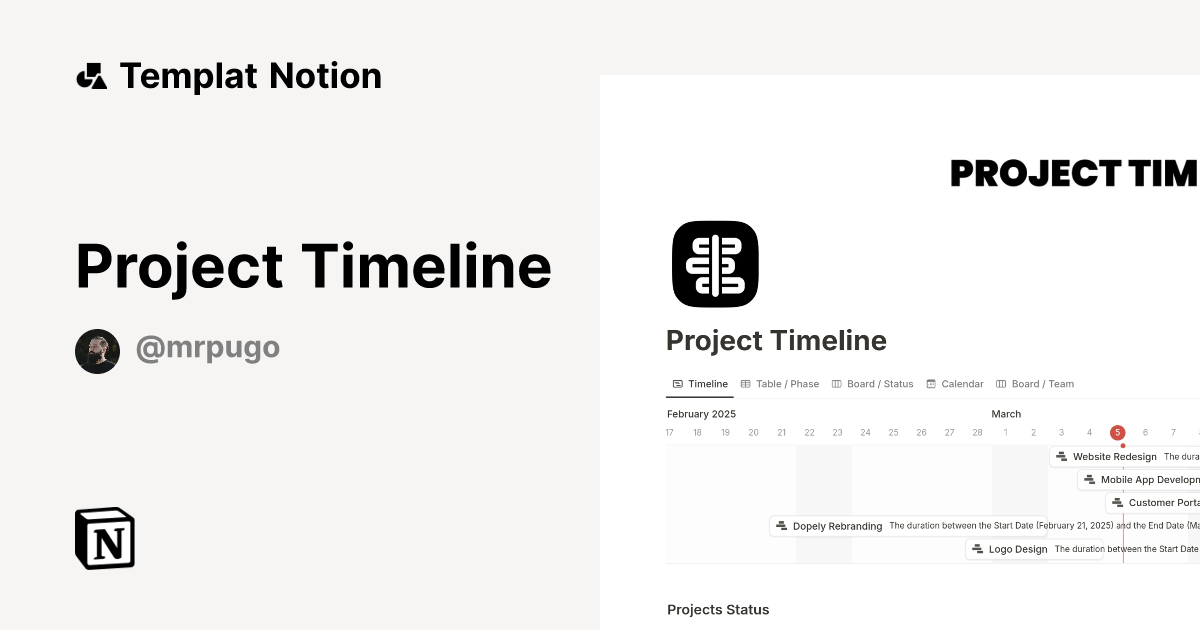 Templat Project Timeline | Notion Marketplace