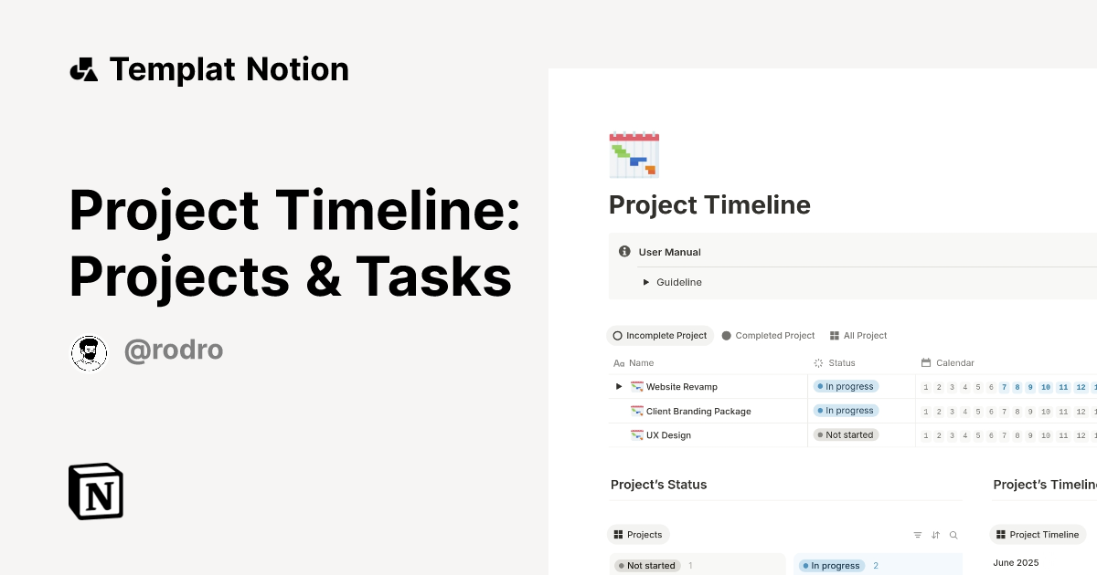 Project Timeline: Projects & Tasks Templat oleh Rodro | Notion Marketplace
