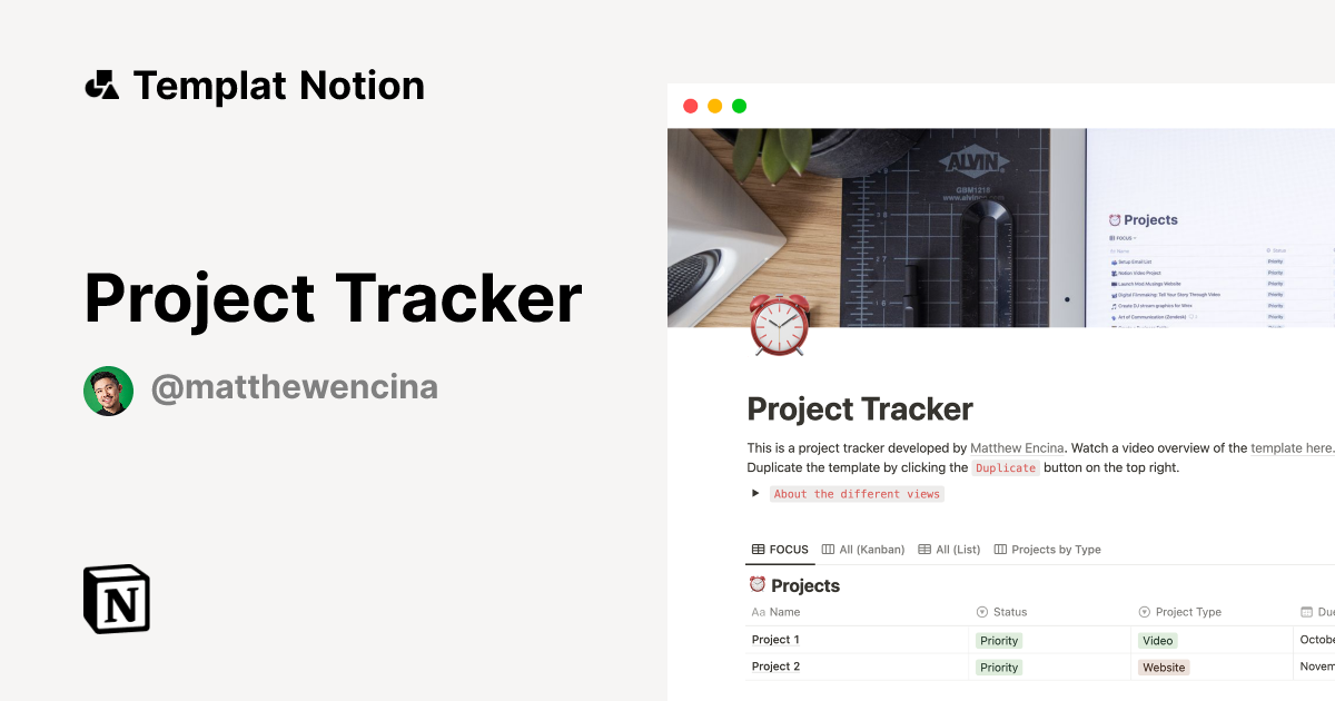 Templat Project Tracker | Notion Marketplace
