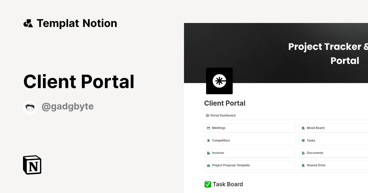 Client Portal Templat oleh GadgByte | Notion Marketplace