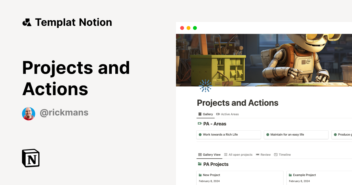 Templat Projects and Actions | Notion Marketplace